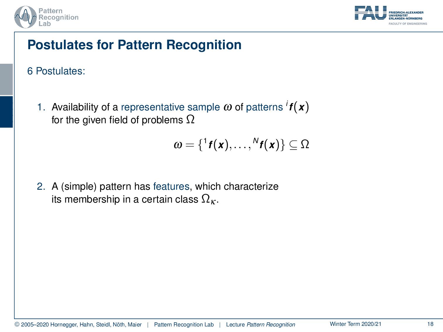 Lecture Notes In Pattern Recognition Episode 2 Pattern Recognition Postulates Pattern