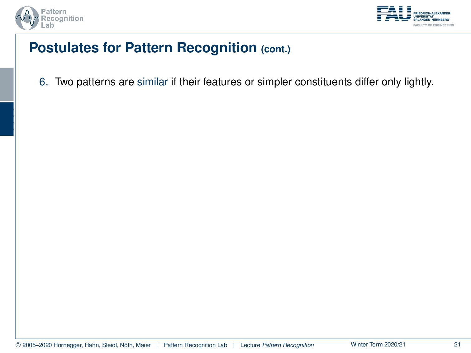 Lecture Notes In Pattern Recognition Episode 2 Pattern Recognition Postulates Pattern