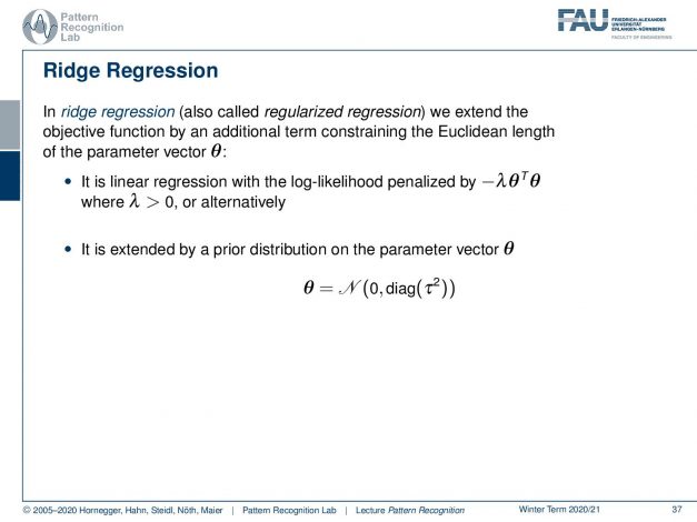 Lecture Notes In Pattern Recognition Episode 16 Regularized Regression Pattern Recognition Lab