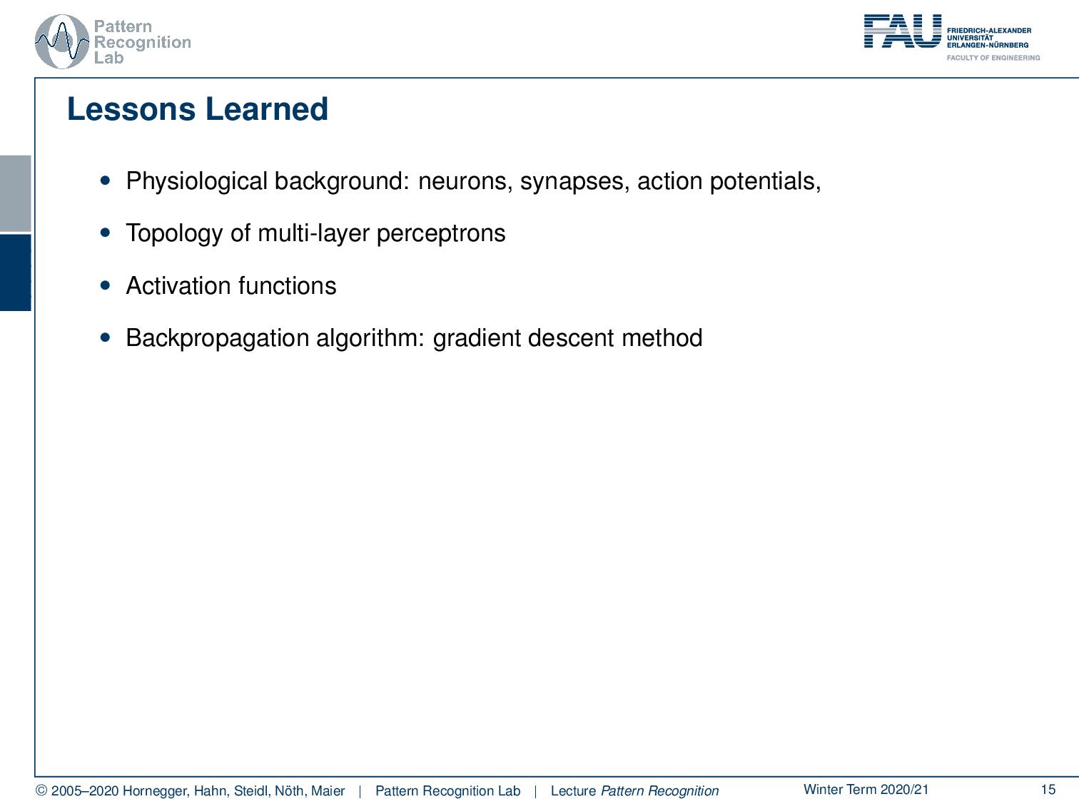 Lecture Notes In Pattern Recognition Episode 20 Multi Layer Perceptron Pattern Recognition Lab