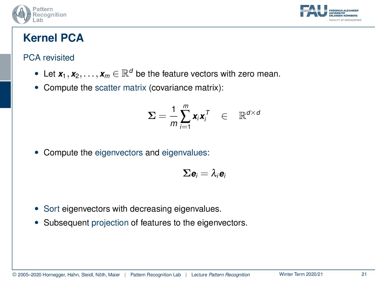 Lecture Notes In Pattern Recognition Episode 27 Kernel Pca And Sequence Kernels Pattern