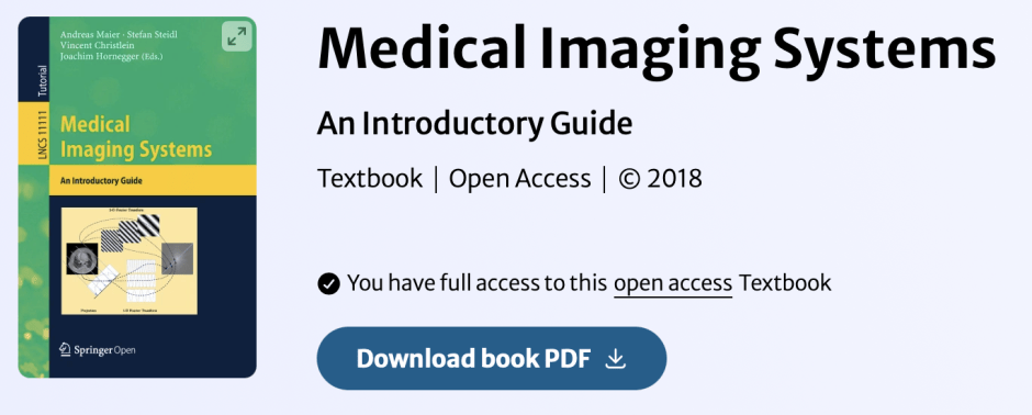 Milestone Reached: Springer Open Access Textbook “Medical Imaging ...